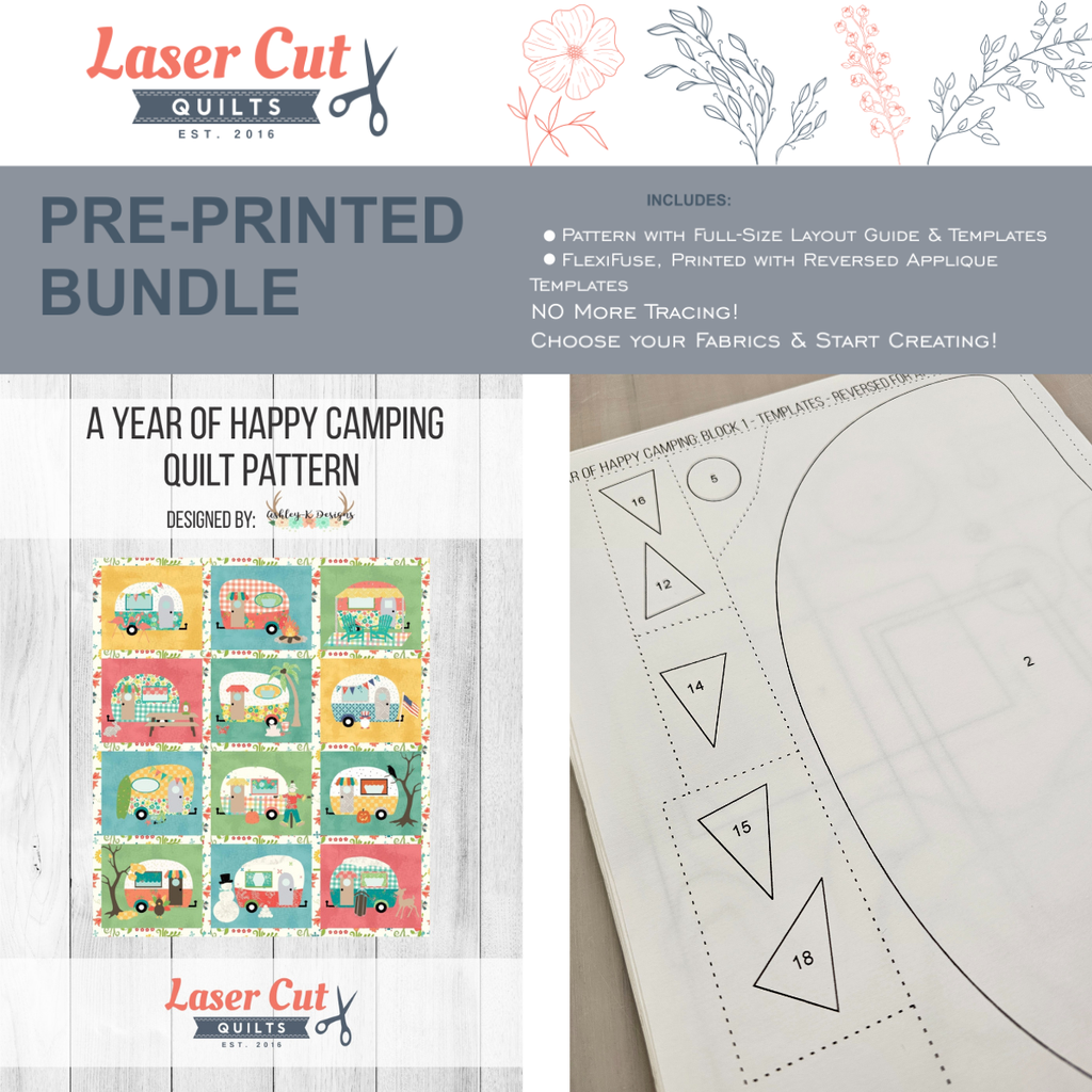 Bundle: Pattern and Preprinted FlexiFuse: "A Year of Happy Camping" by Ashley-K Designs | Laser ...